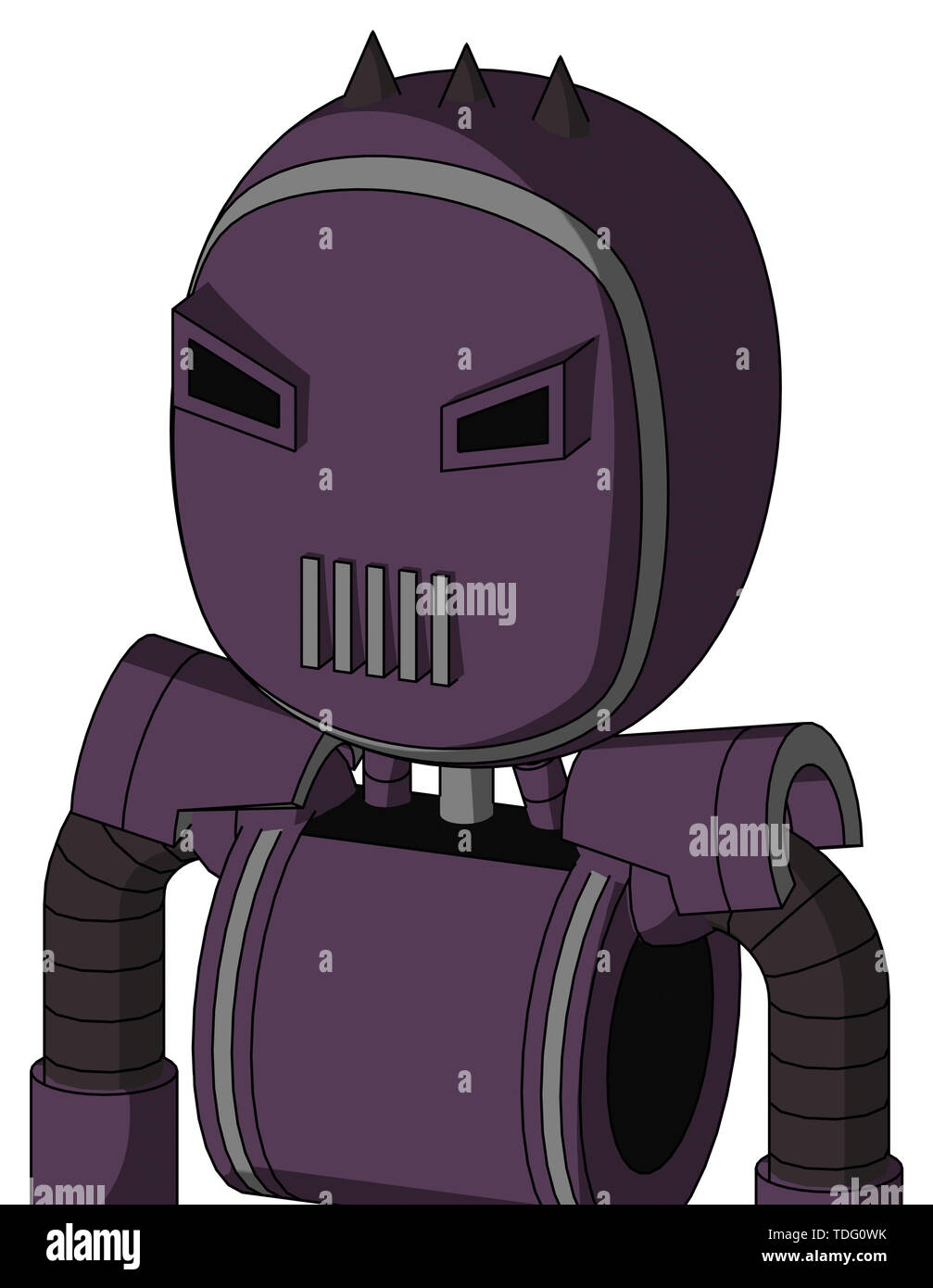 Portrait style purple mech with bubble head and vent mouth and angry ...
