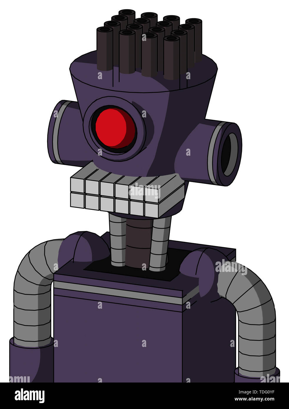 Portrait style purple mech with cylinder-conic head and keyboard mouth ...