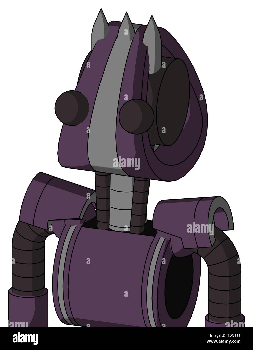 Portrait style purple mech with droid head and two eyes and three ...
