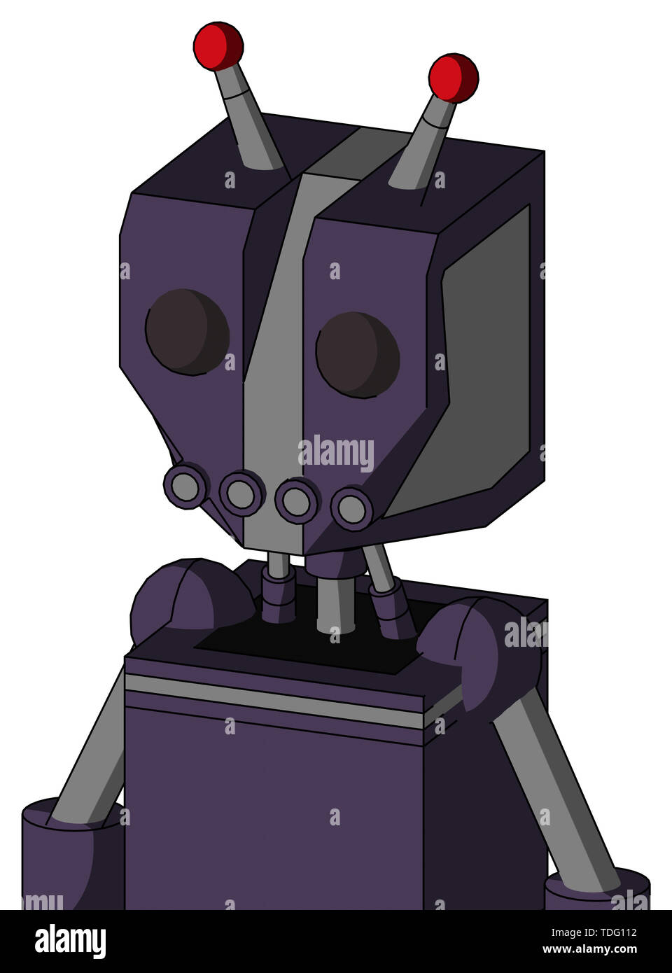 Portrait style purple mech with mechanical head and pipes mouth and two ...
