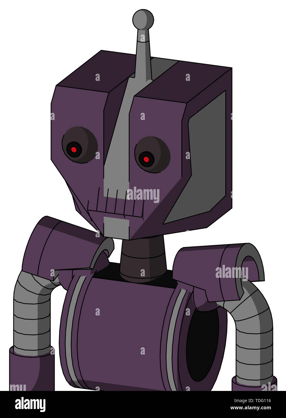 Portrait style purple mech with mechanical head and toothy mouth and ...