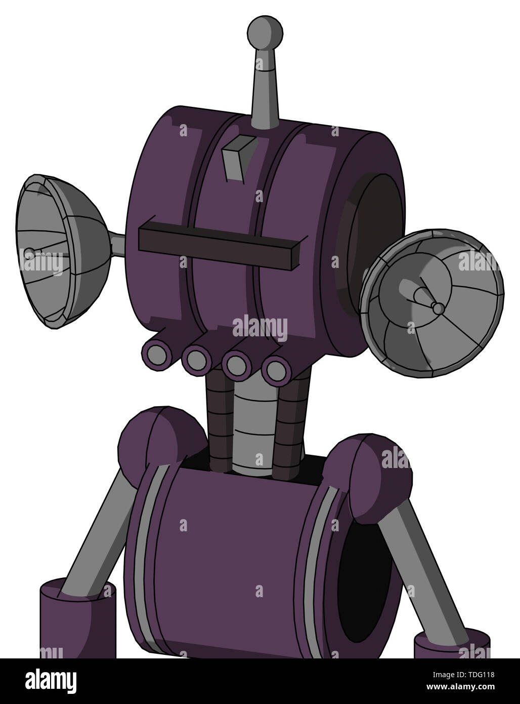 Portrait style purple mech with multi-toroid head and pipes mouth and ...
