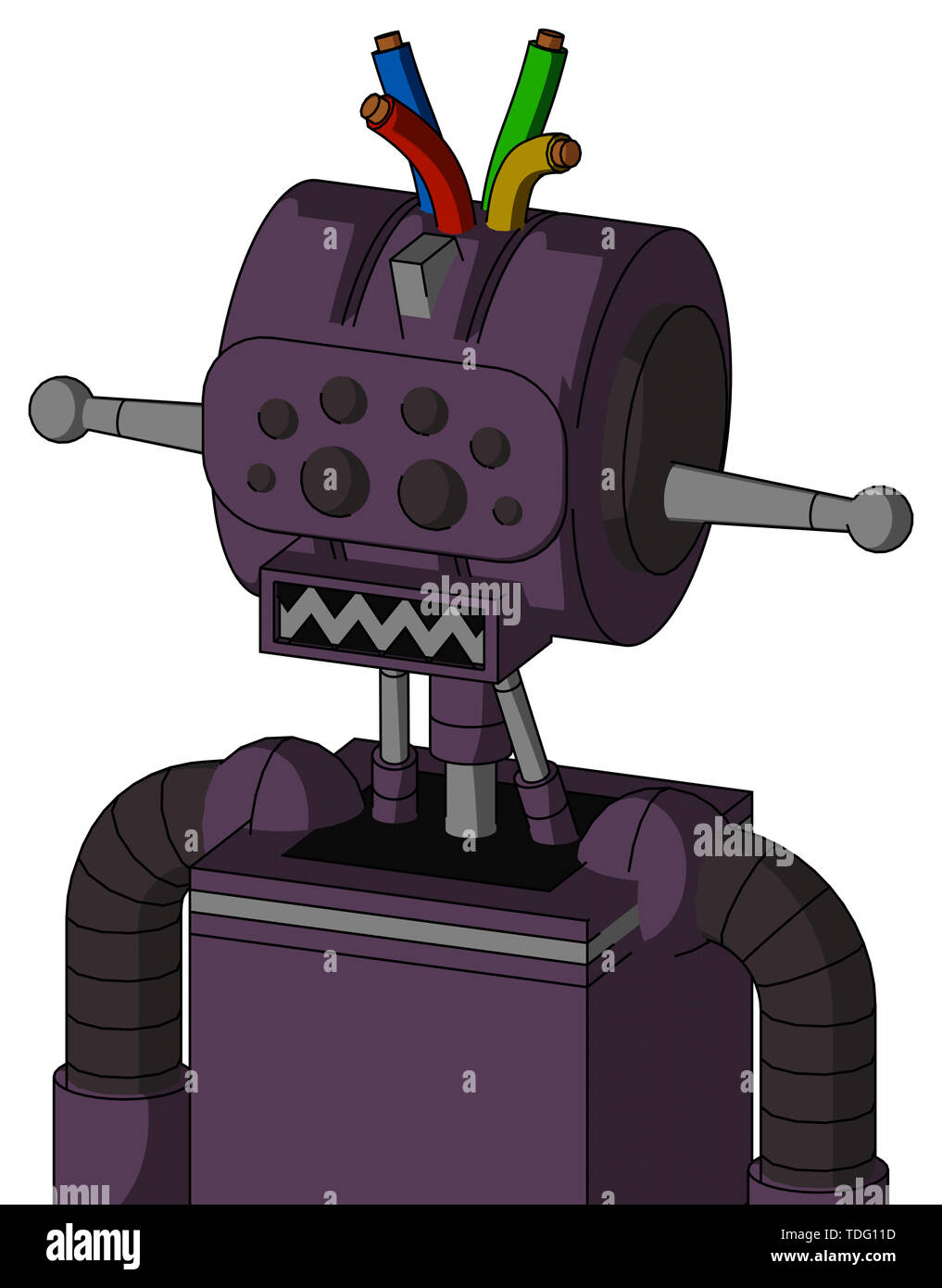 Portrait style purple mech with multi-toroid head and square mouth and ...