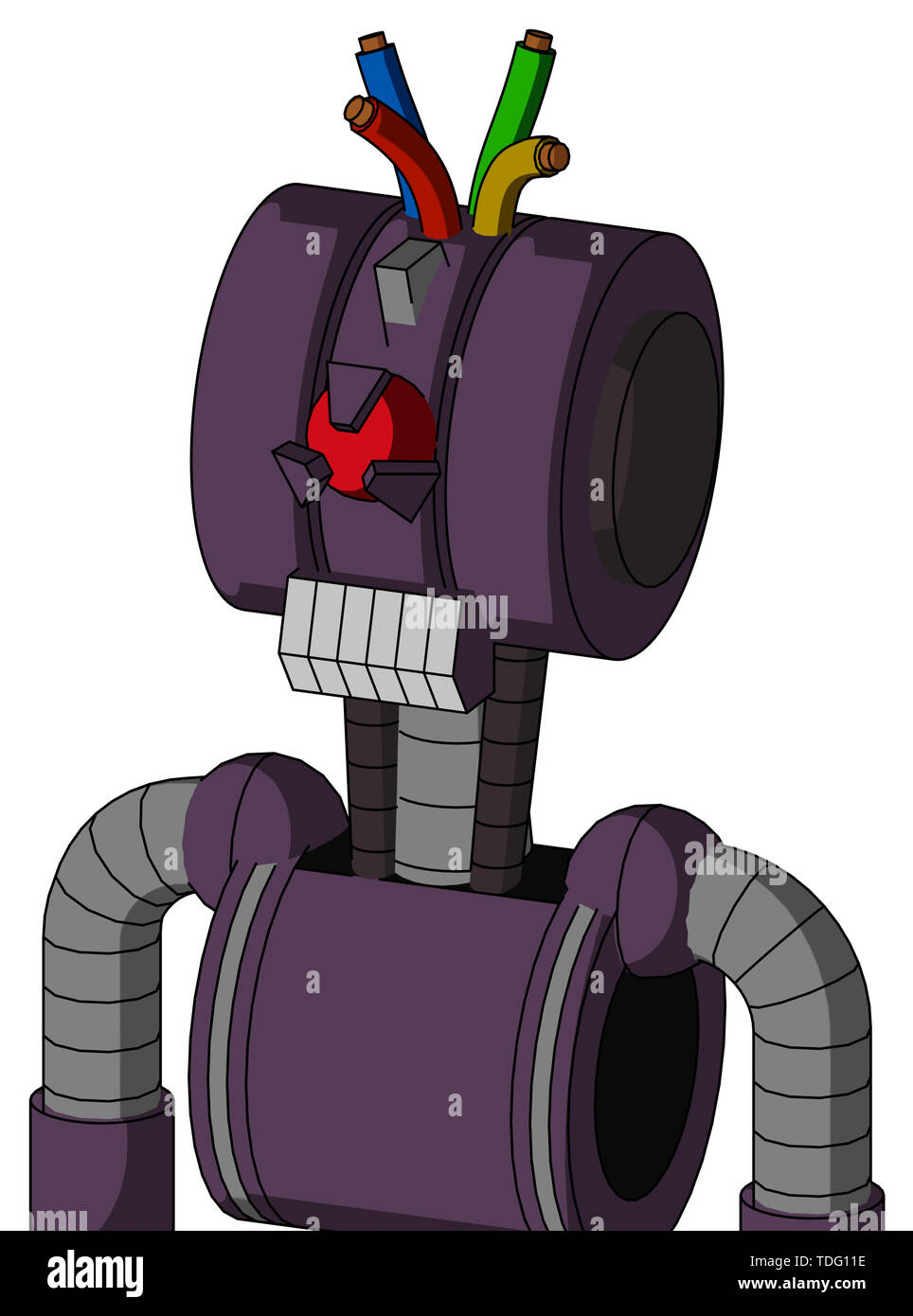 Portrait style purple mech with multi-toroid head and teeth mouth and ...