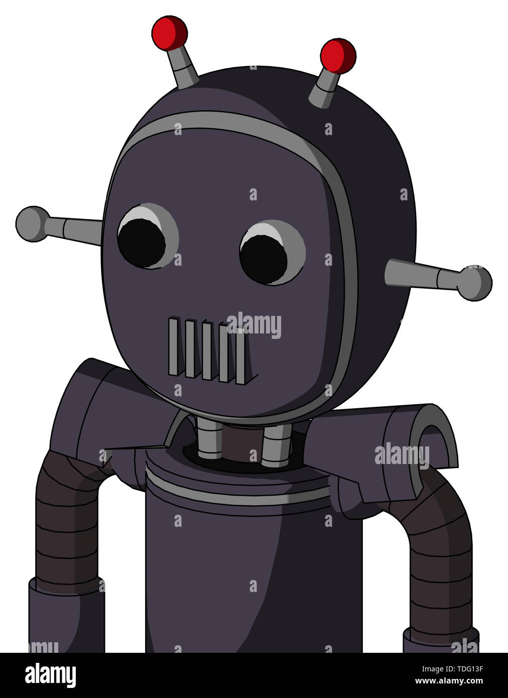 Portrait style purple robot with bubble head and vent mouth and two ...