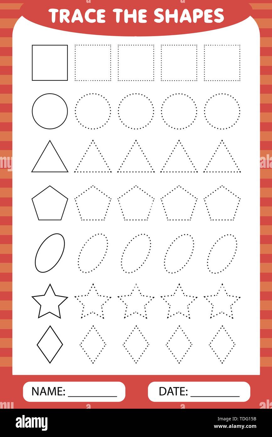 learning for children, drawing tasks. trace the geometric shapes around ...