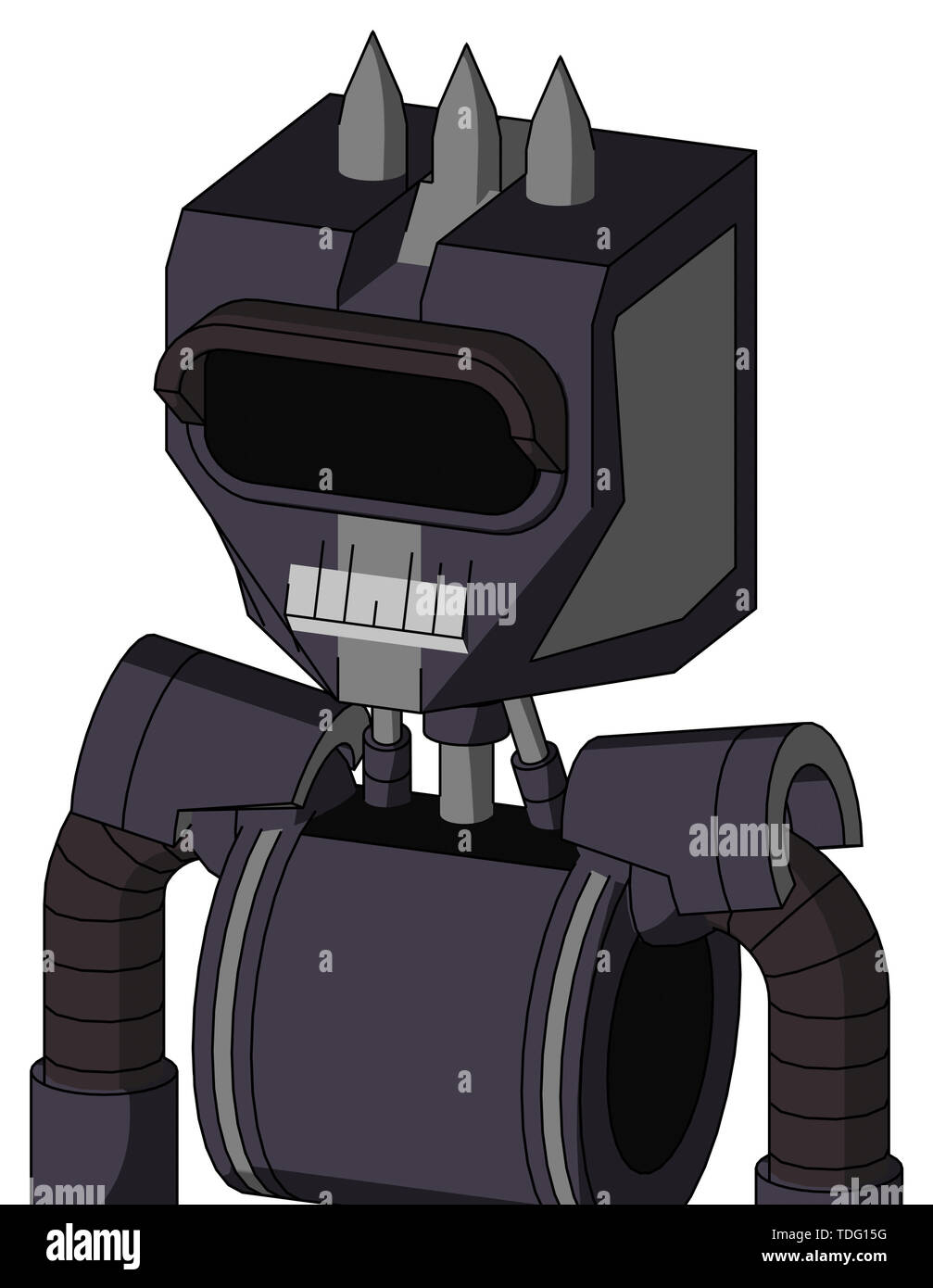 Portrait style purple robot with mechanical head and teeth mouth and ...