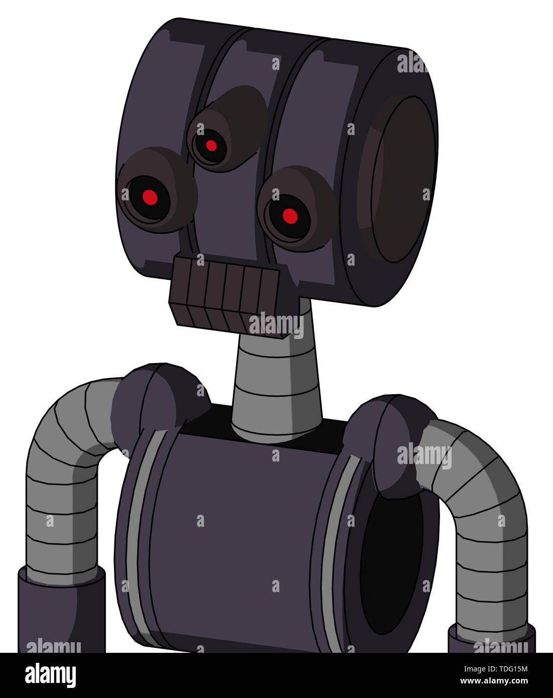 Portrait style purple robot with multi-toroid head and dark tooth mouth ...