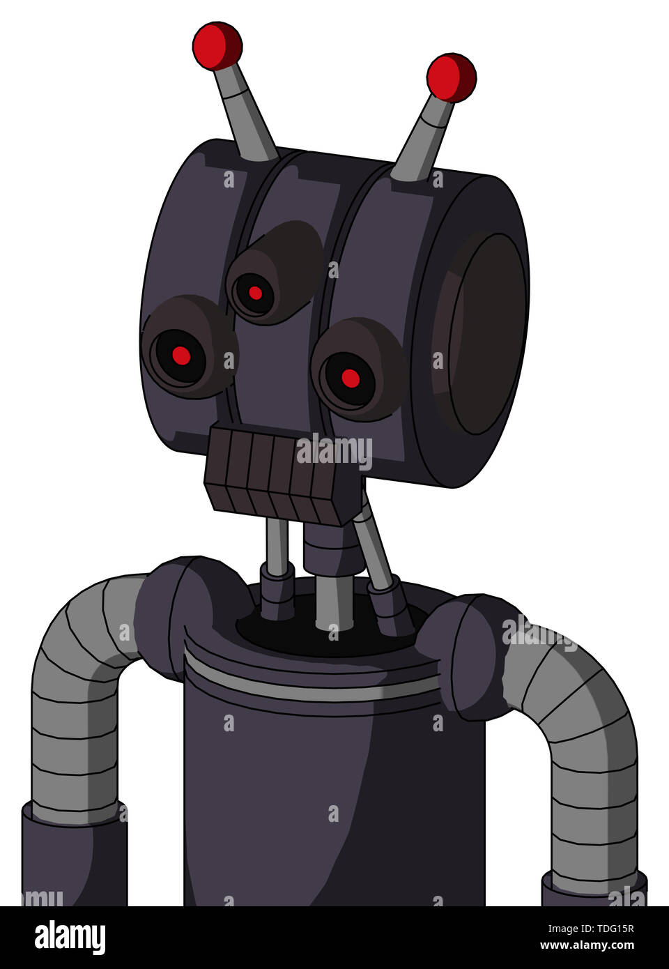 Portrait style purple robot with multi-toroid head and dark tooth mouth ...