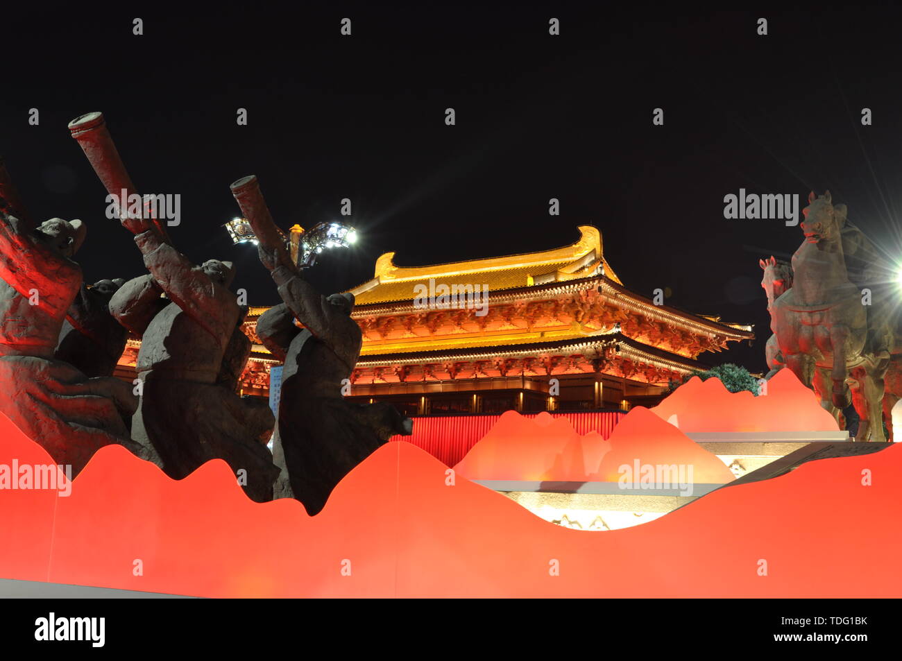 Night View of Datang Night City in Xi'an, Shaanxi Province Stock Photo ...