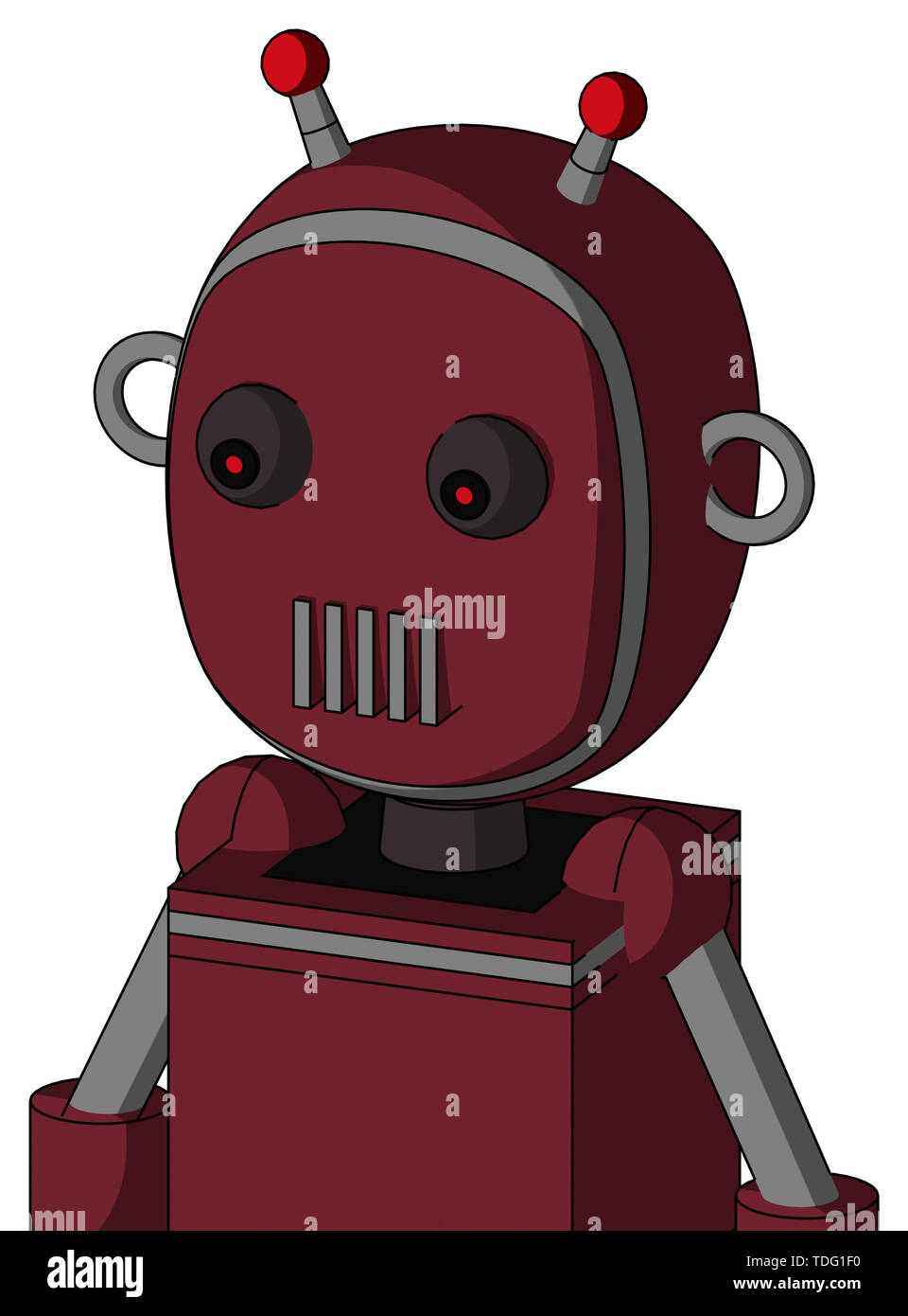 Portrait style red droid with bubble head and vent mouth and red eyed ...