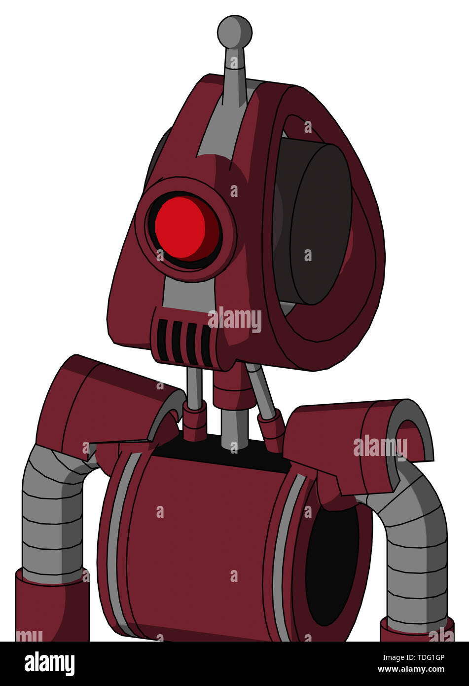 Portrait style red droid with droid head and speakers mouth and cyclops ...