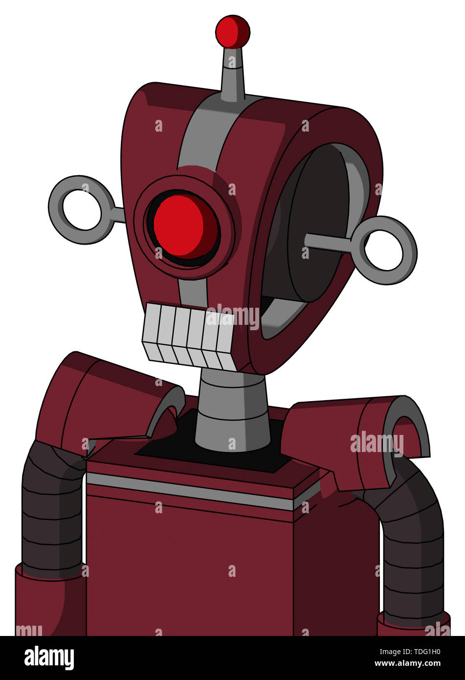 Portrait style red droid with droid head and teeth mouth and cyclops ...