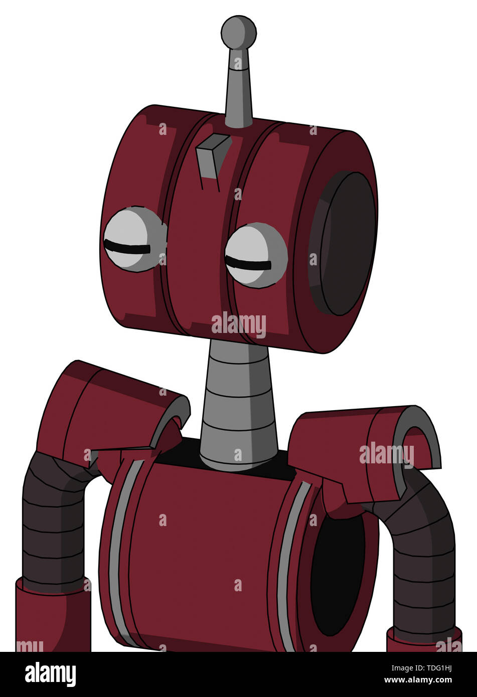 Portrait style red droid with multi-toroid head and two eyes and single ...