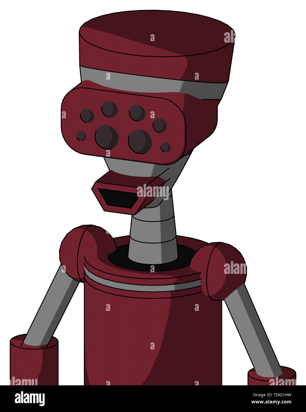 Portrait style red droid with vase head and happy mouth and bug eyes ...