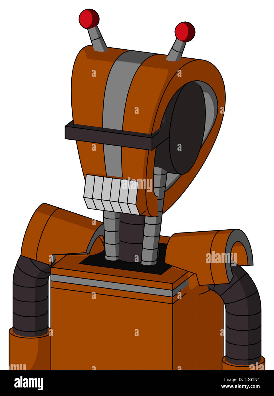 Portrait style redish-orange mech with droid head and teeth mouth and ...