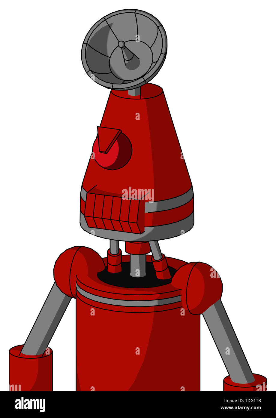 Portrait style red mech with cone head and toothy mouth and angry ...