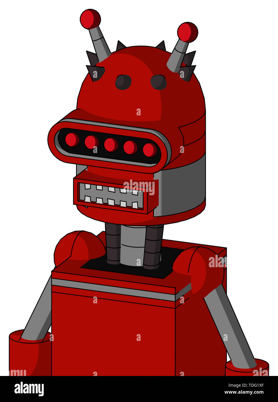 Portrait style red mech with dome head and square mouth and visor eye ...