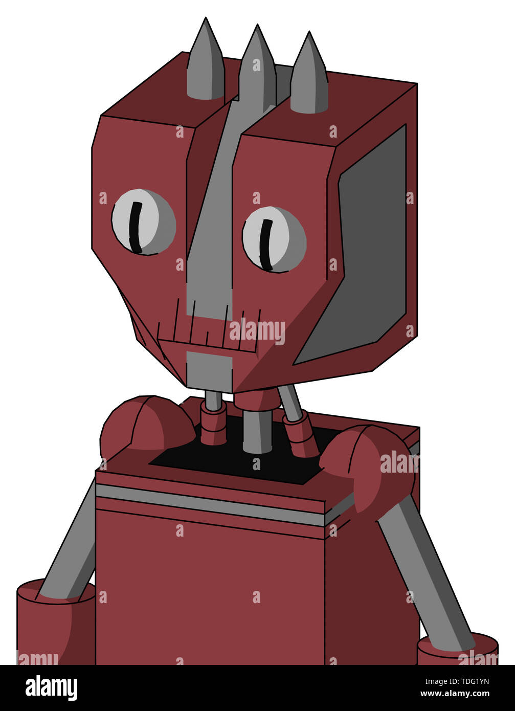 Portrait style red mech with mechanical head and toothy mouth and two ...