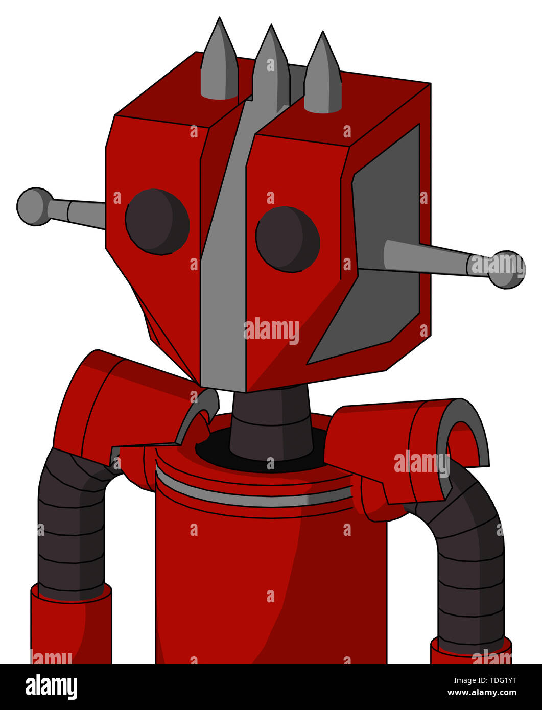 Portrait style red mech with mechanical head and two eyes and three ...