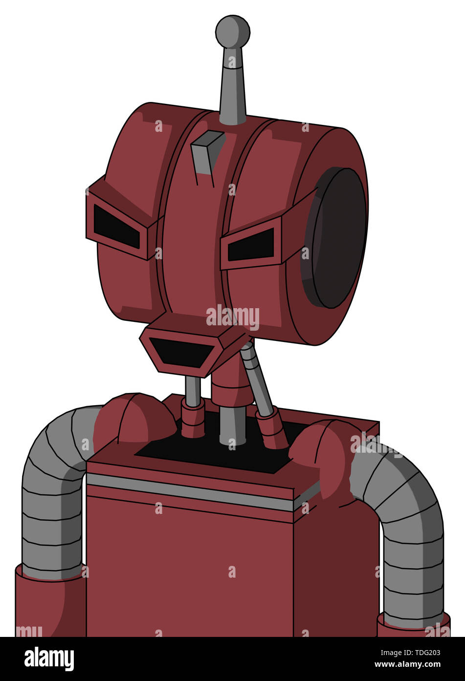 Portrait style red mech with multi-toroid head and happy mouth and ...