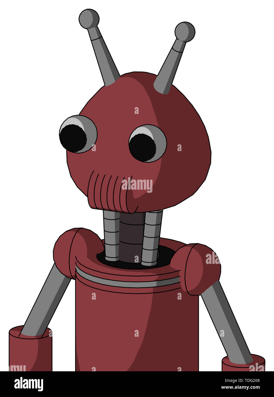 Portrait style red mech with rounded head and speakers mouth and two ...
