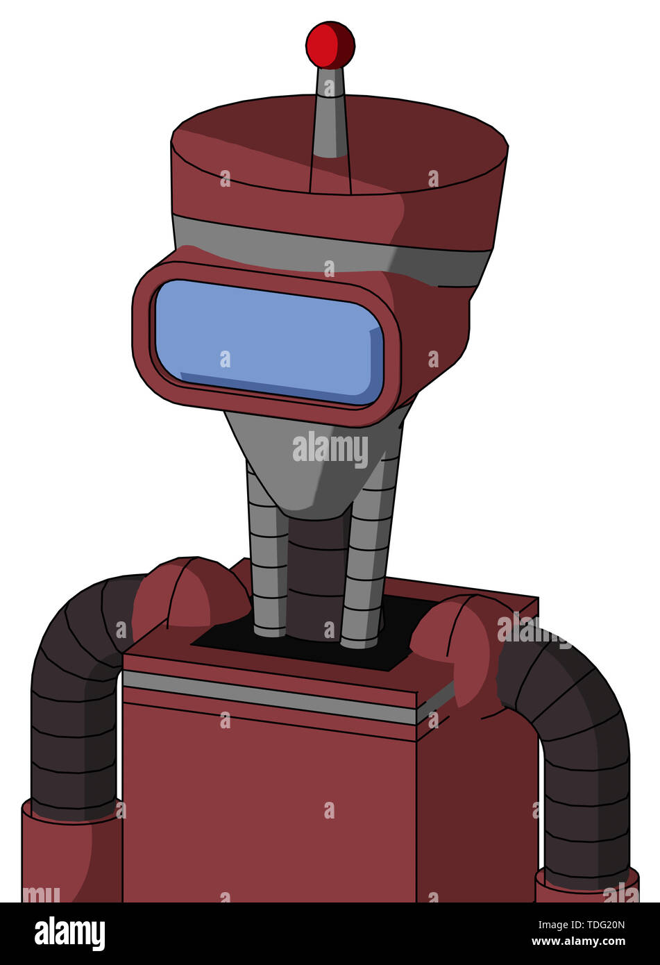 Portrait style red mech with vase head and large blue visor eye and ...