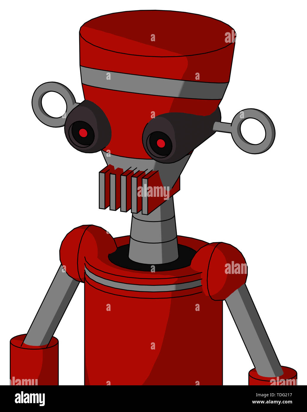 Portrait style red mech with vase head and vent mouth and black glowing ...