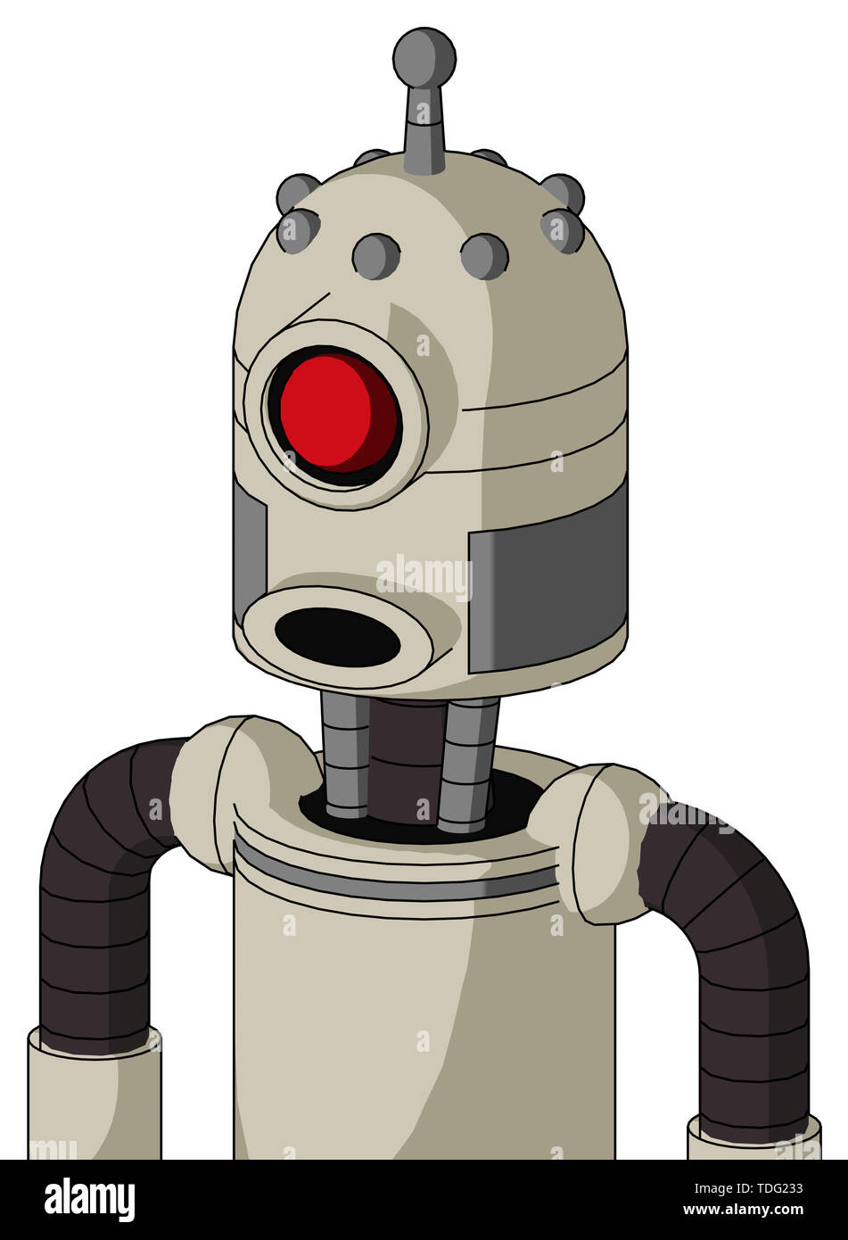 Portrait style tan mech with dome head and round mouth and cyclops eye ...