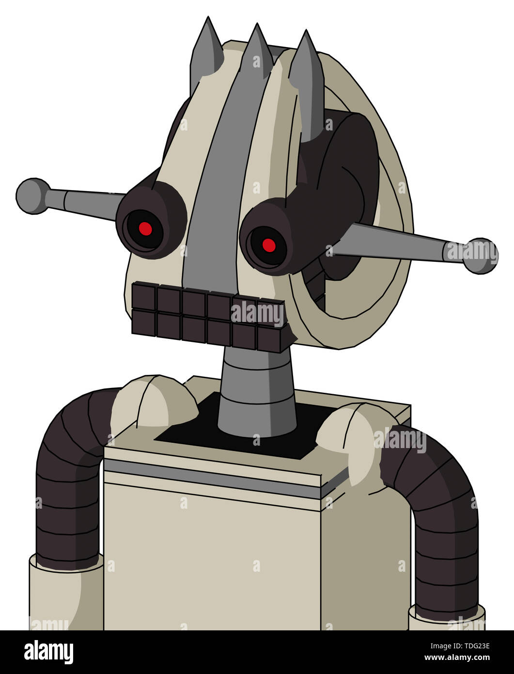 Portrait style tan mech with droid head and keyboard mouth and black ...