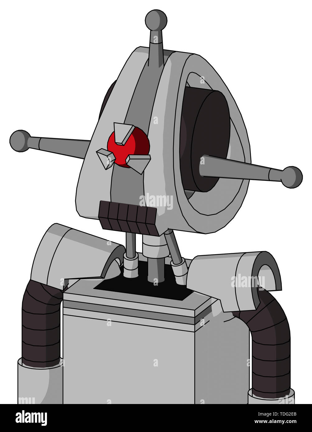 Portrait style white automaton with droid head and dark tooth mouth and ...