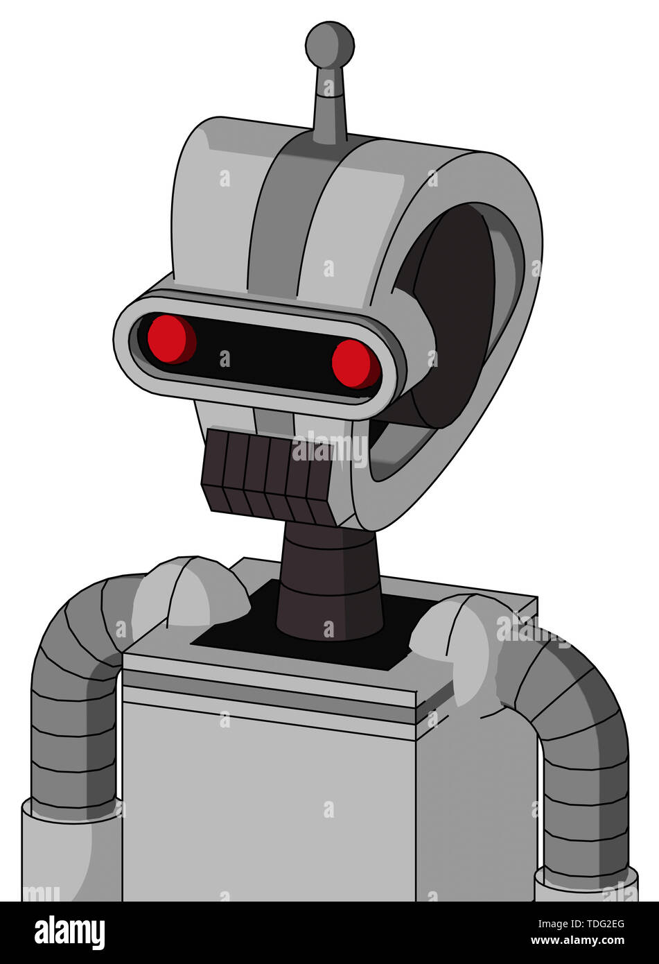 Portrait style white automaton with droid head and dark tooth mouth and ...