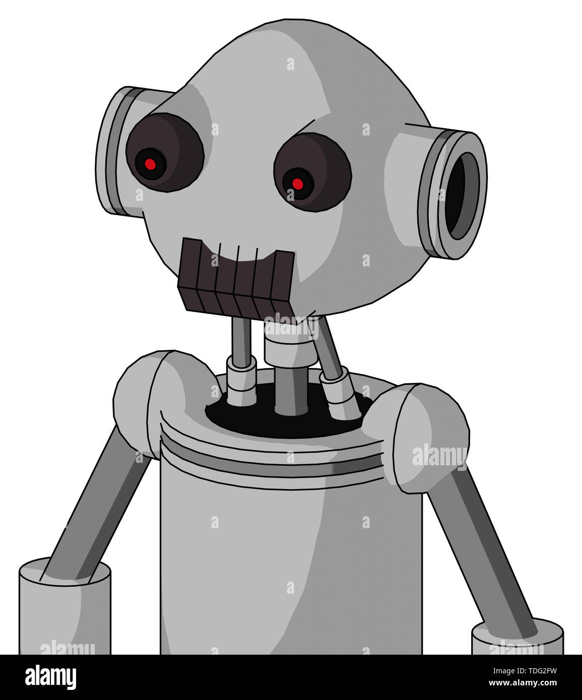 Portrait style white automaton with rounded head and dark tooth mouth ...