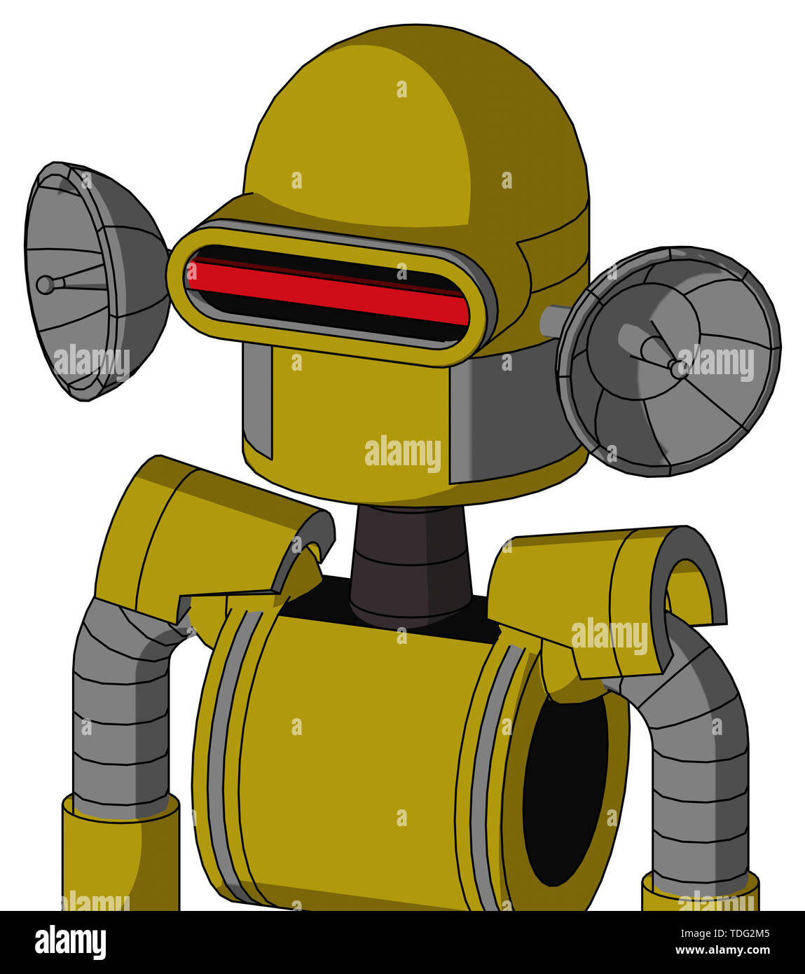 Portrait style yellow automaton with dome head and visor eye Stock ...