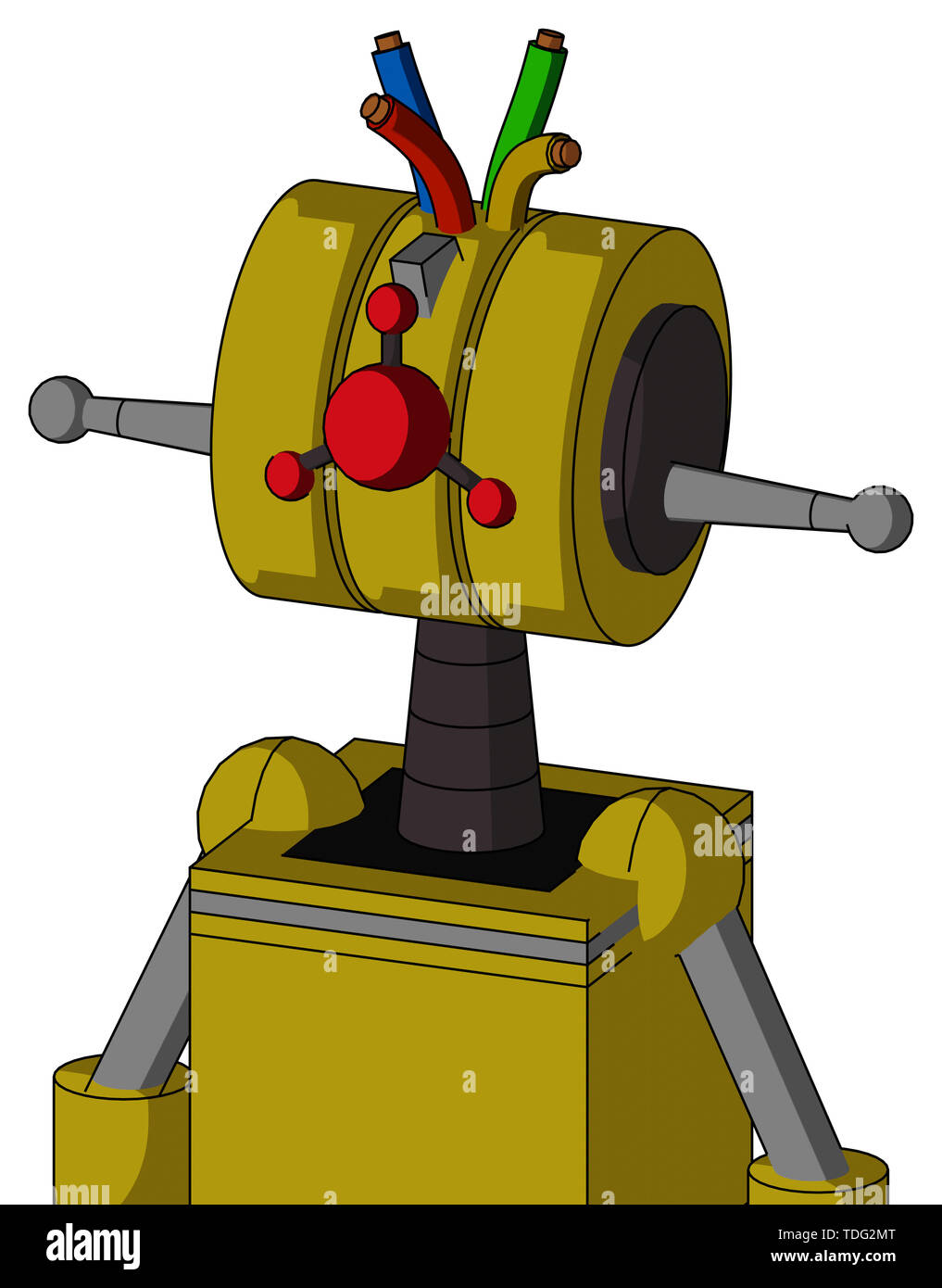 Portrait style yellow automaton with multi-toroid head and cyclops ...