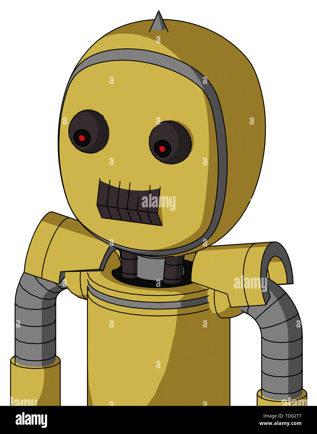 Portrait style yellow droid with bubble head and dark tooth mouth and ...
