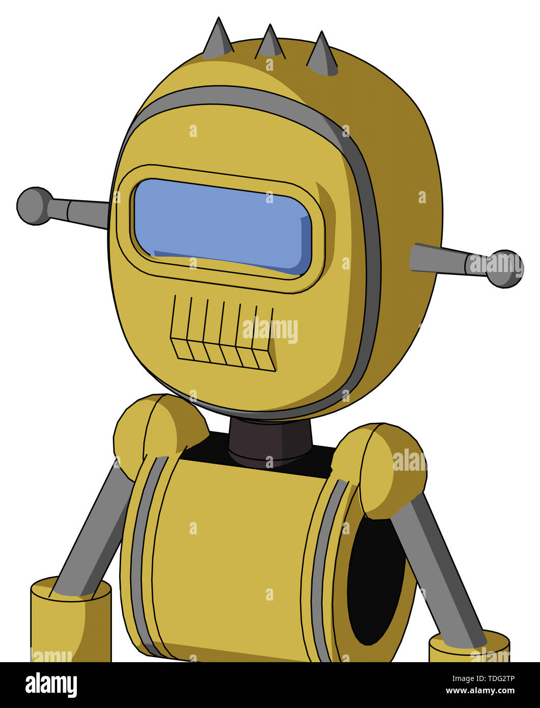Portrait style yellow droid with bubble head and toothy mouth and large ...