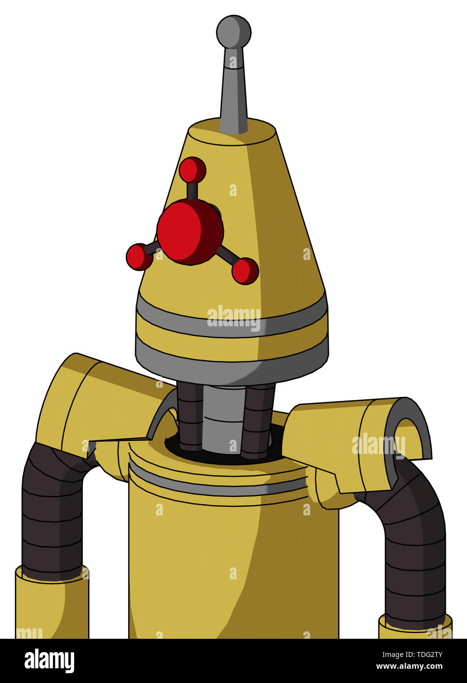 Portrait style yellow droid with cone head and cyclops compound eyes ...