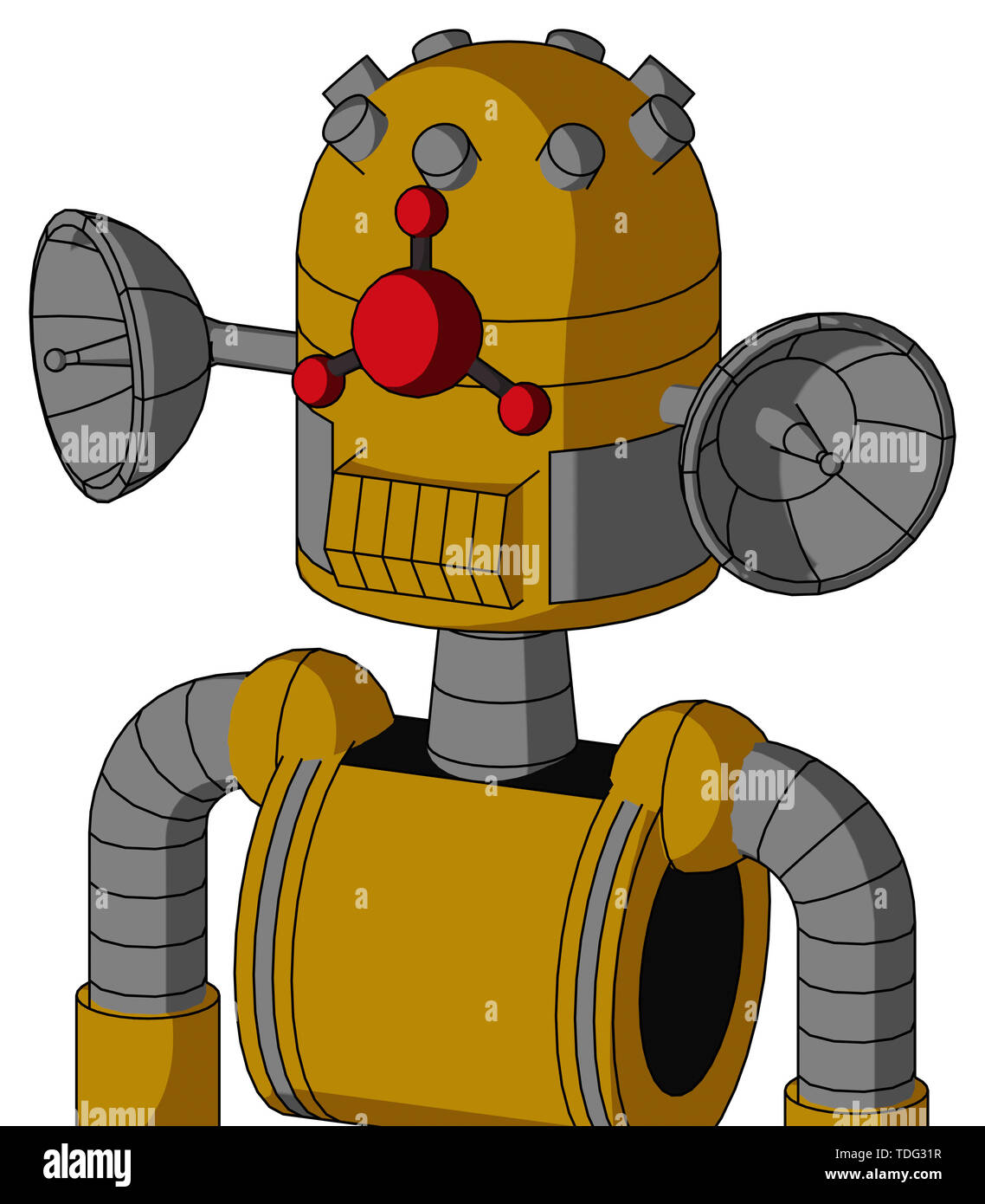 Portrait style yellow droid with dome head and toothy mouth and cyclops ...