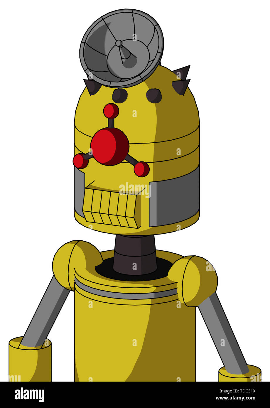 Portrait style yellow droid with dome head and toothy mouth and cyclops ...