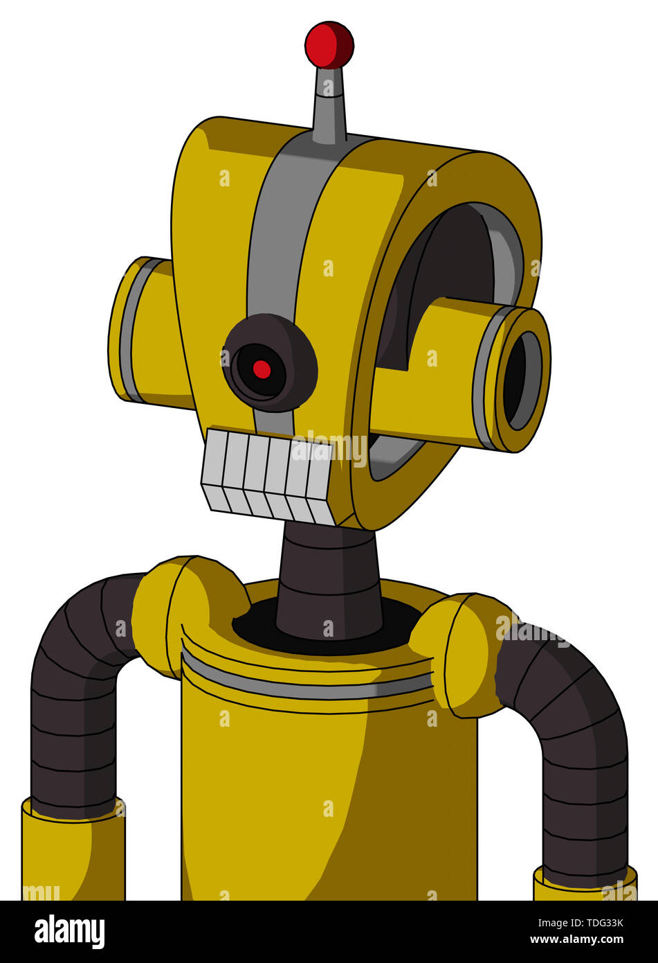 Portrait style yellow droid with droid head and teeth mouth and black ...
