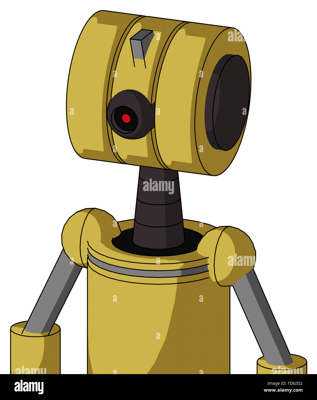 Portrait style yellow droid with multi-toroid head and black cyclops ...