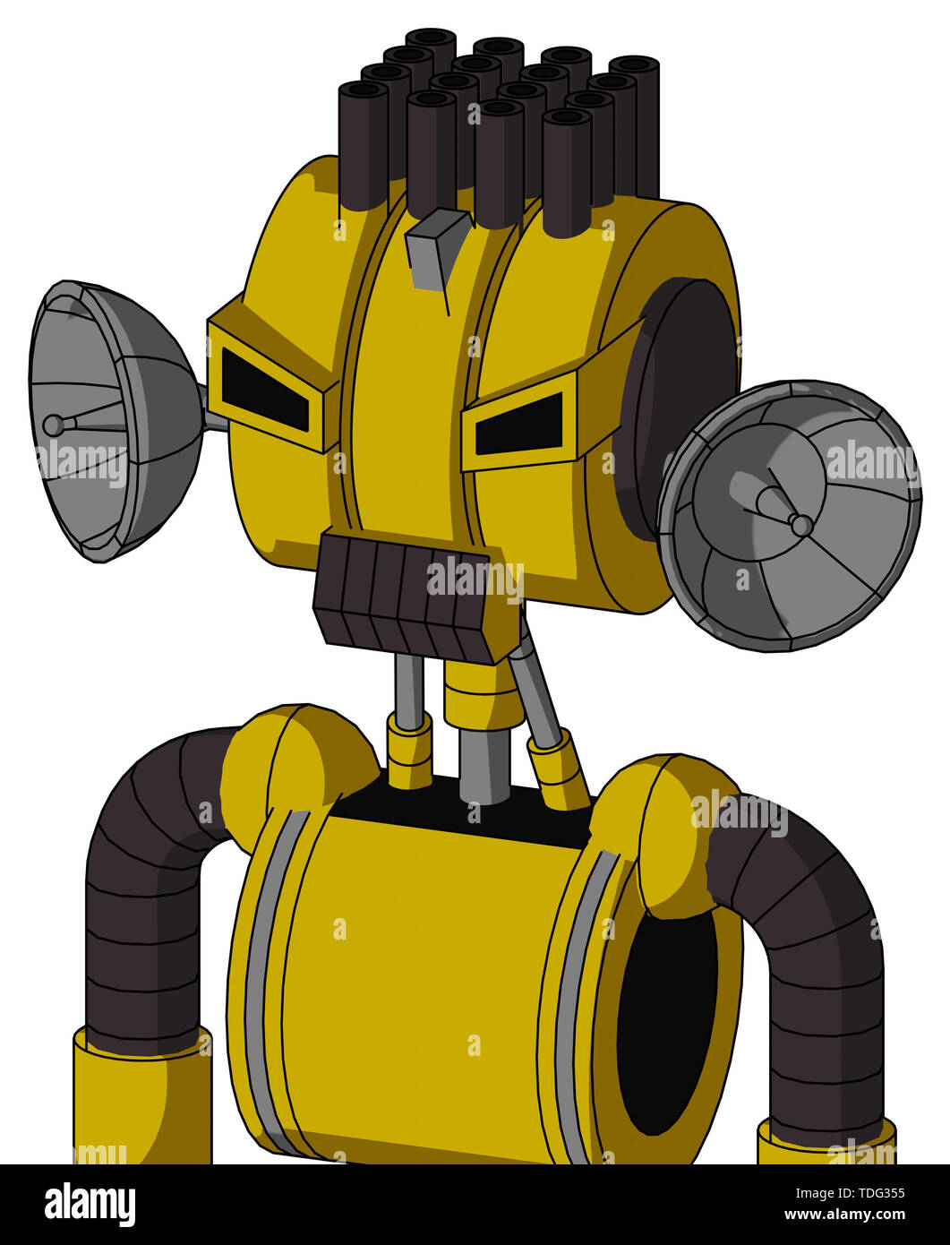 Portrait style yellow droid with multi-toroid head and dark tooth mouth ...