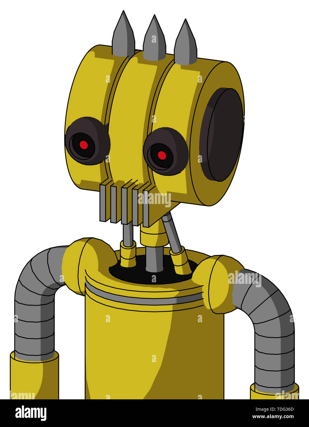 Portrait style yellow droid with multi-toroid head and vent mouth and ...