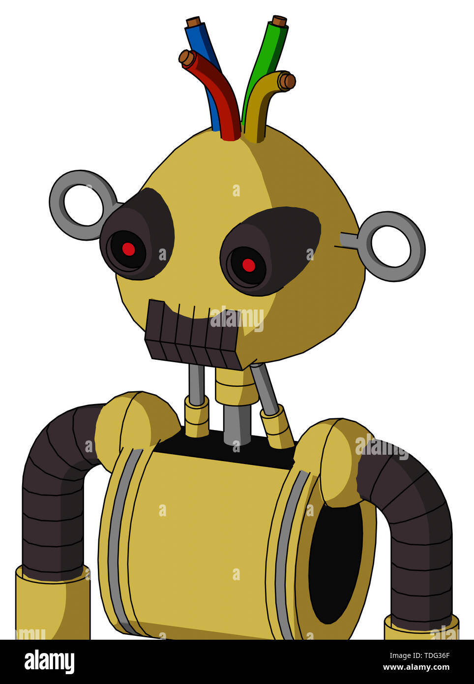 Portrait style yellow droid with rounded head and dark tooth mouth and ...