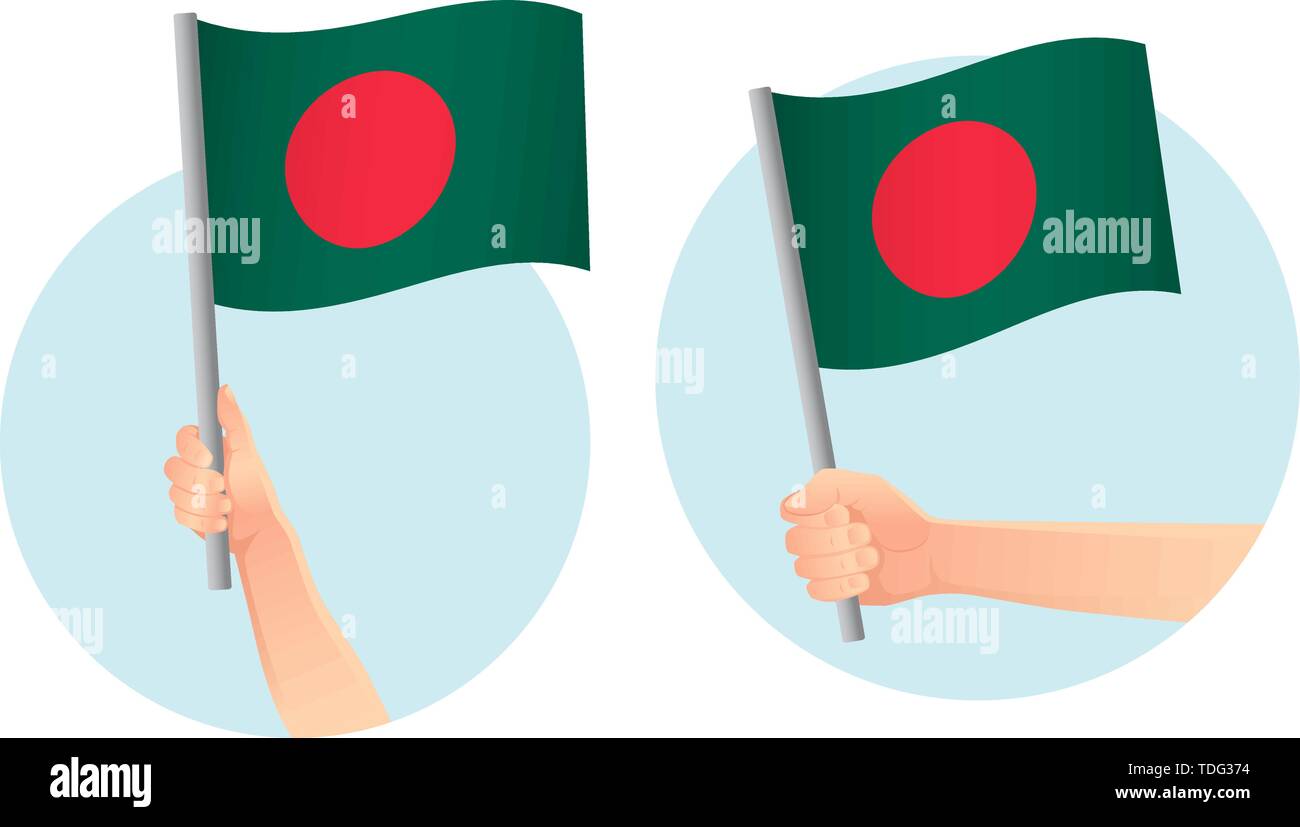 Bangladesh flag in hand. Patriotic background. National flag of ...