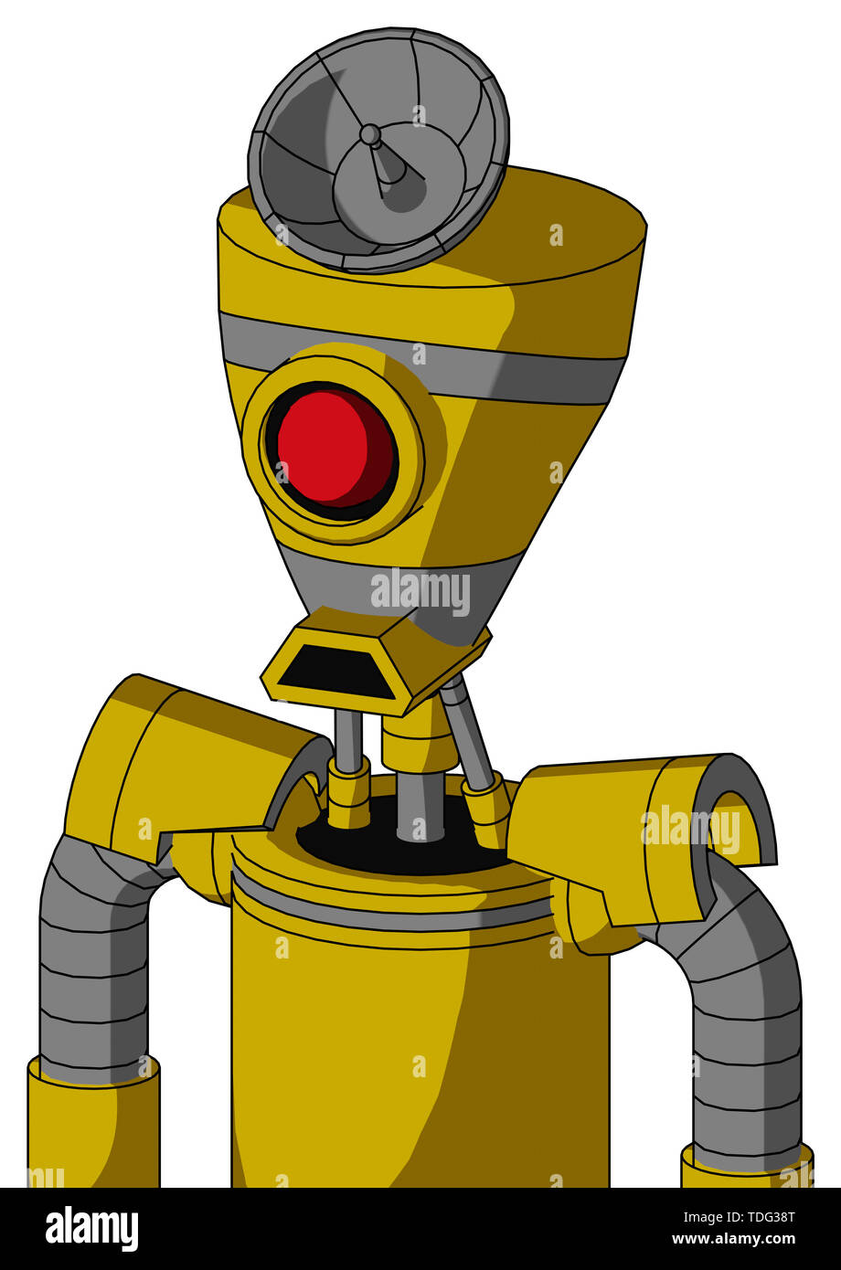 Portrait style yellow droid with vase head and sad mouth and cyclops ...