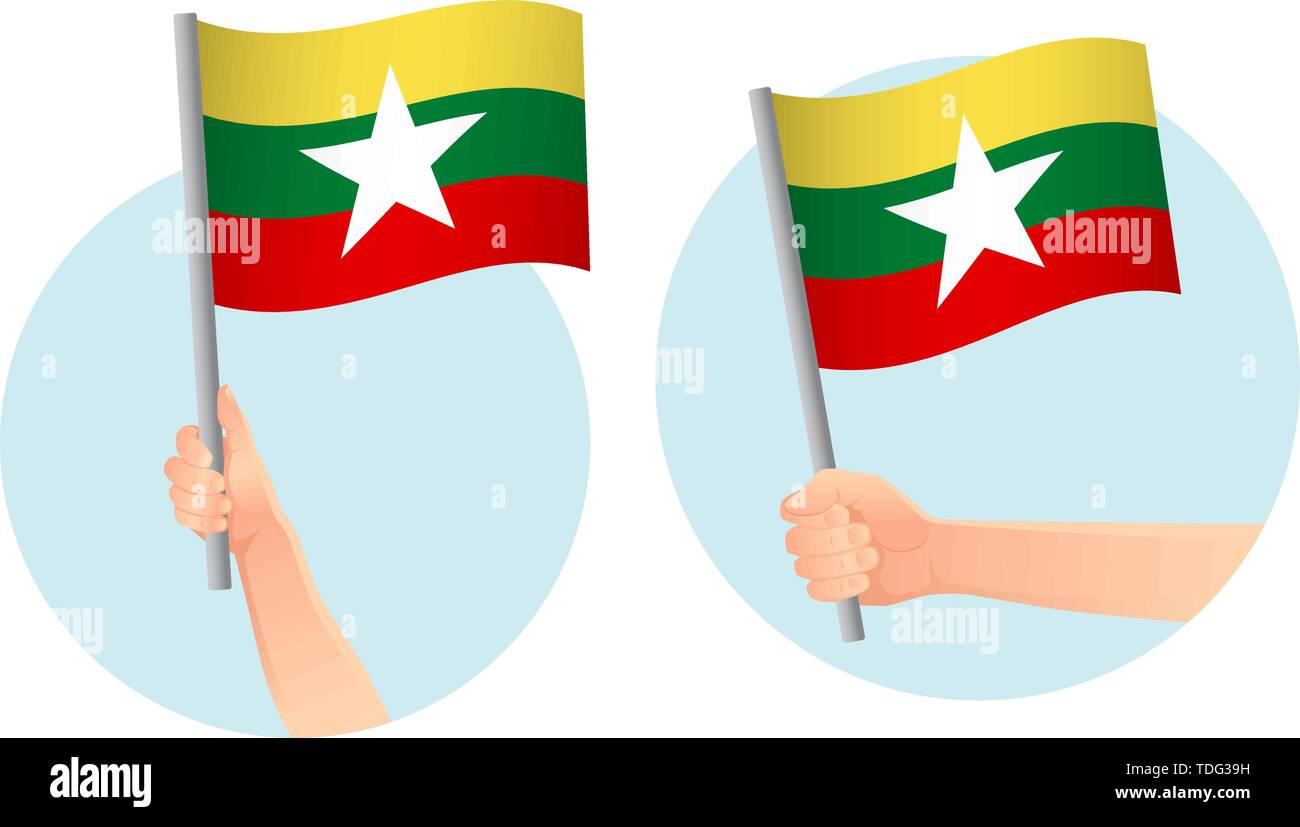 Burma flag in hand. Patriotic background. National flag of Burma vector ...