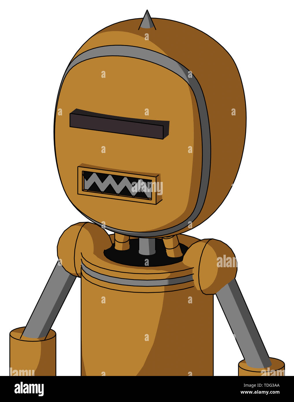 Portrait style yellowish droid with bubble head and square mouth and ...