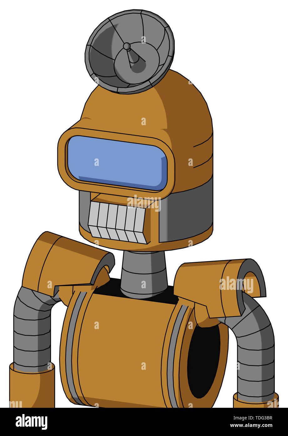 Portrait style yellowish droid with dome head and teeth mouth and large ...